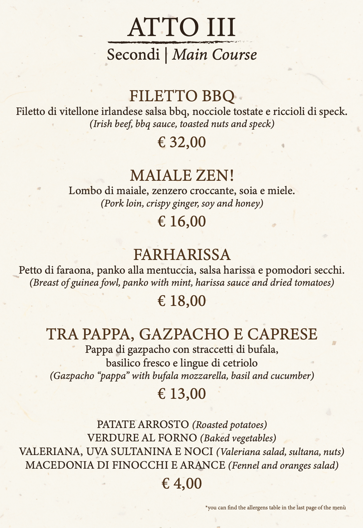 Menù - Convivio Ristotigelleria – Convivio Ristotigelleria